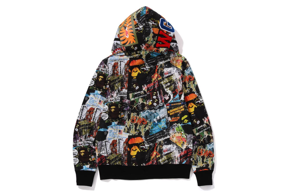 BAPE FLYER PATTERN SHARK FULL ZIP HOODIE MENS – eu.bape.com